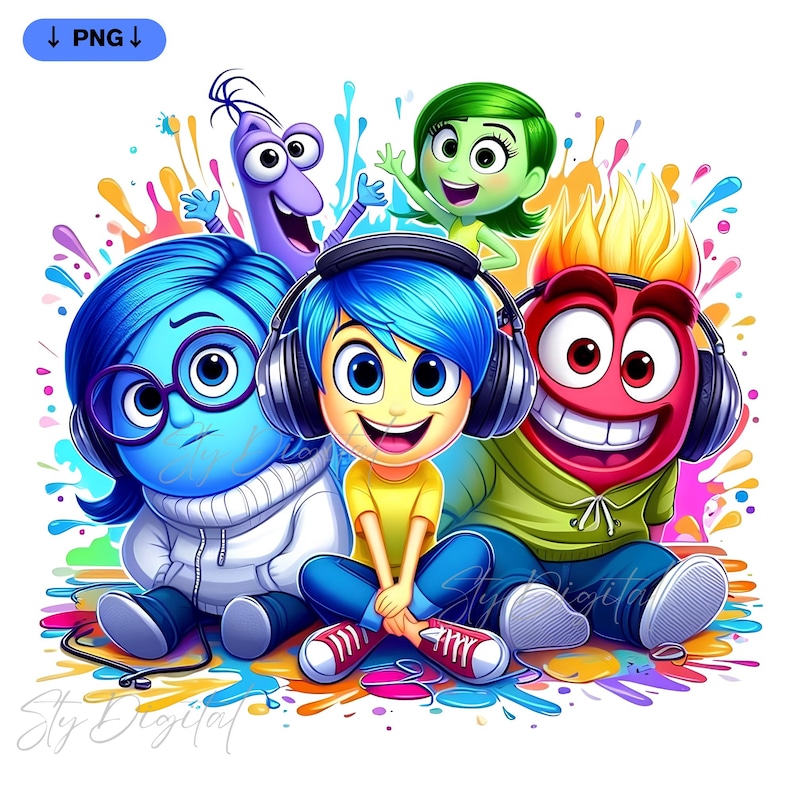 Inside Out Watercolor Png, Anger Joy Sadness Disgust Fear Anxiety Png ...
