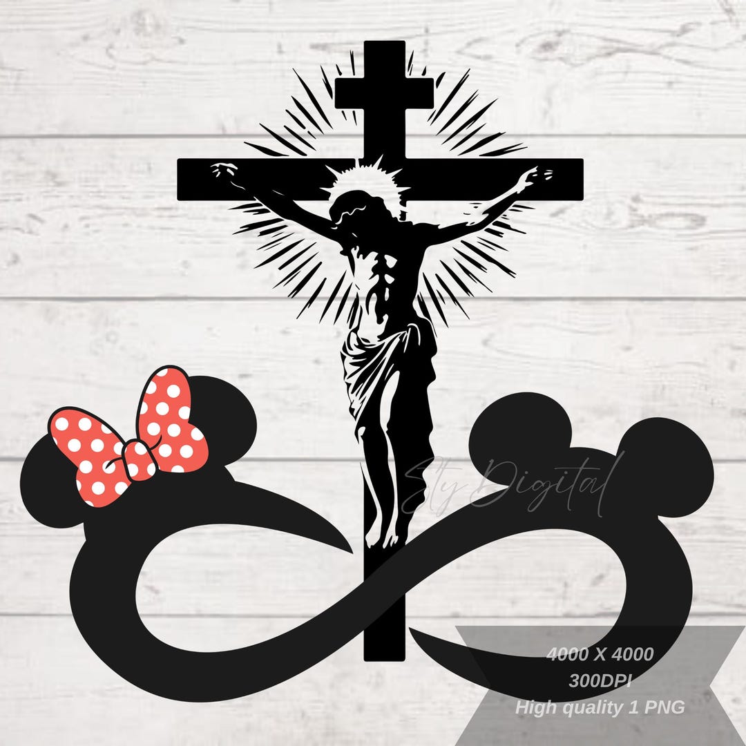 Jesus Cross Infinity With Mickey and Minnie Silhouette (PNG) - Etsy