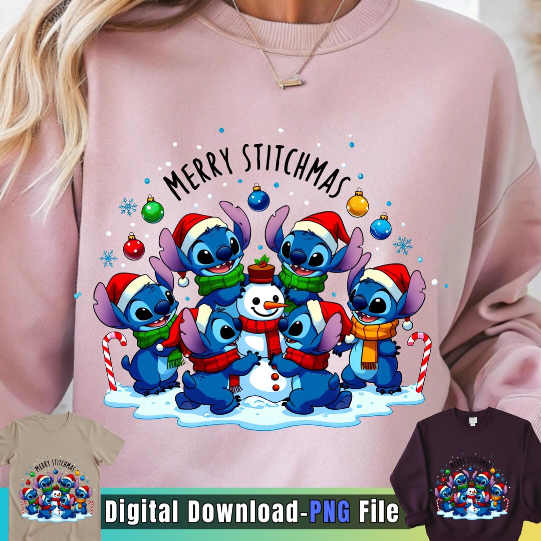 Merry Stitchmas PNG, Cute Stitch Christmas Snowman Clipart, Holiday ...