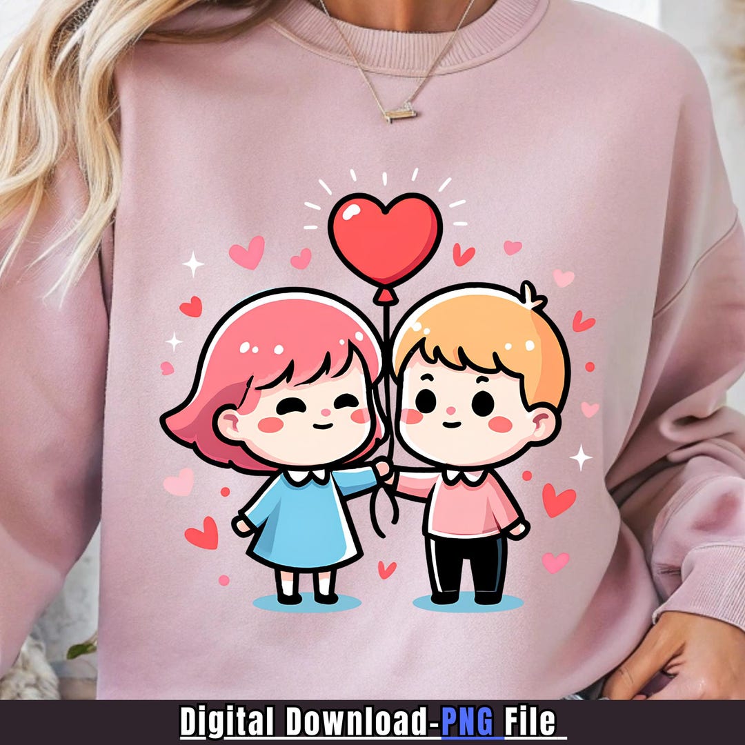 Cute Couple Valentine PNG, Kawaii Boy Girl Love Clipart, Chibi Heart ...