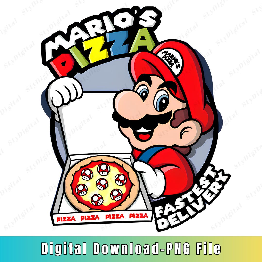 Funny Super Mario Pizza PNG: Gamer Clipart, Italian Chef Design ...