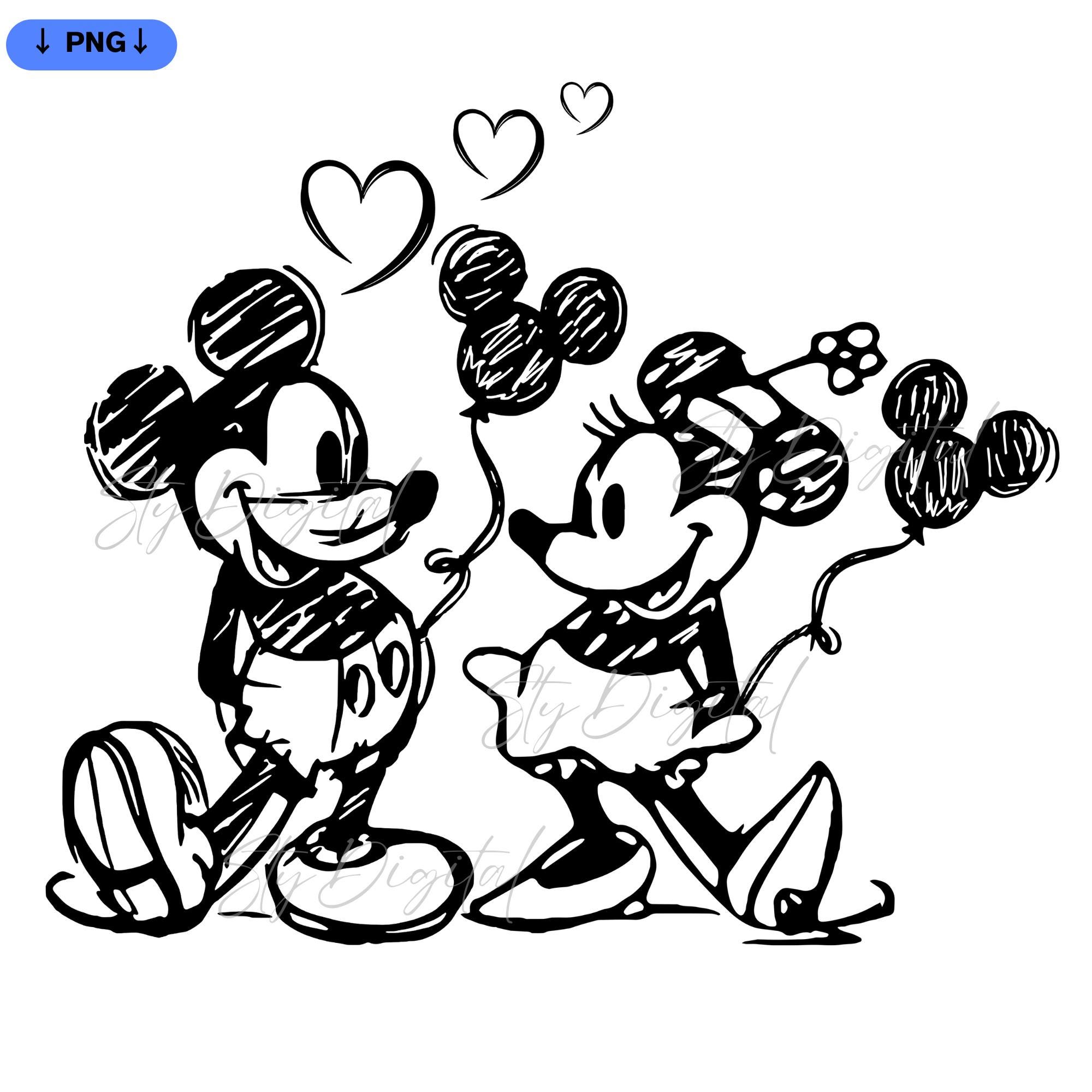 Pencil Drawings Of Mickey And Minnie Mouse Kissing