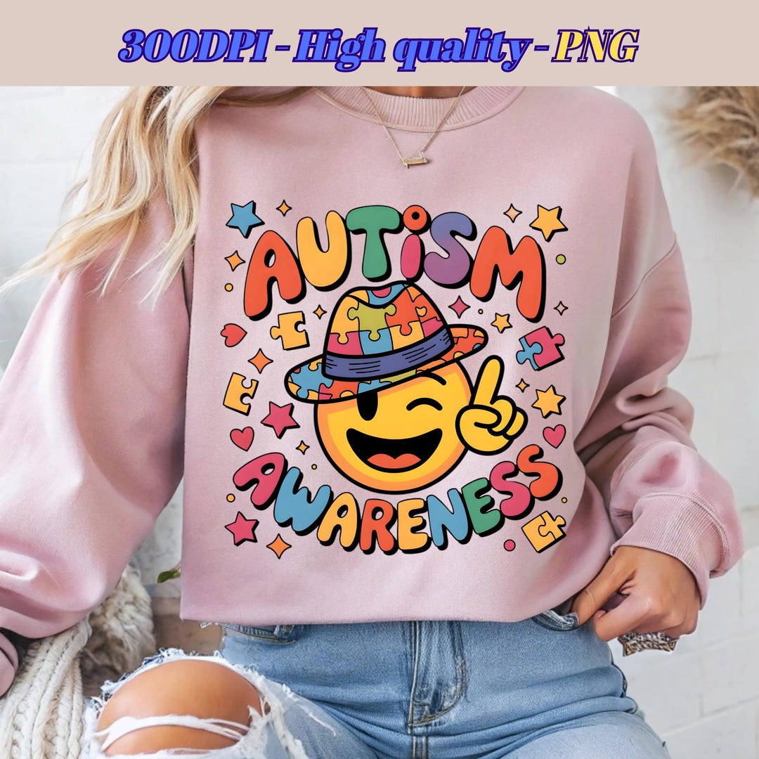 Autism Awareness Emoji PNG, Puzzle Hat, Colorful Design, T-shirt ...