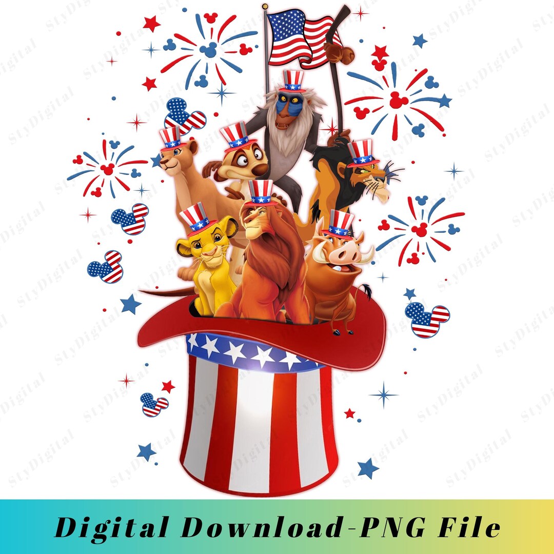 4th of July Lion King PNG, Patriotic Disney Characters Clipart ...