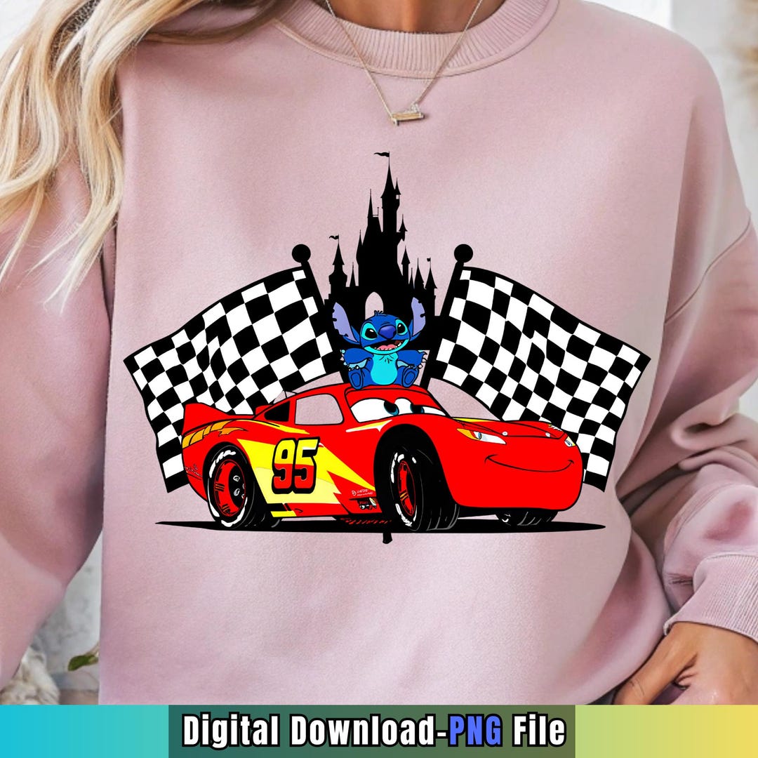 Lightning Mcqueen Stitch Racing PNG, Disney Cars Checkered Flag Clipart ...