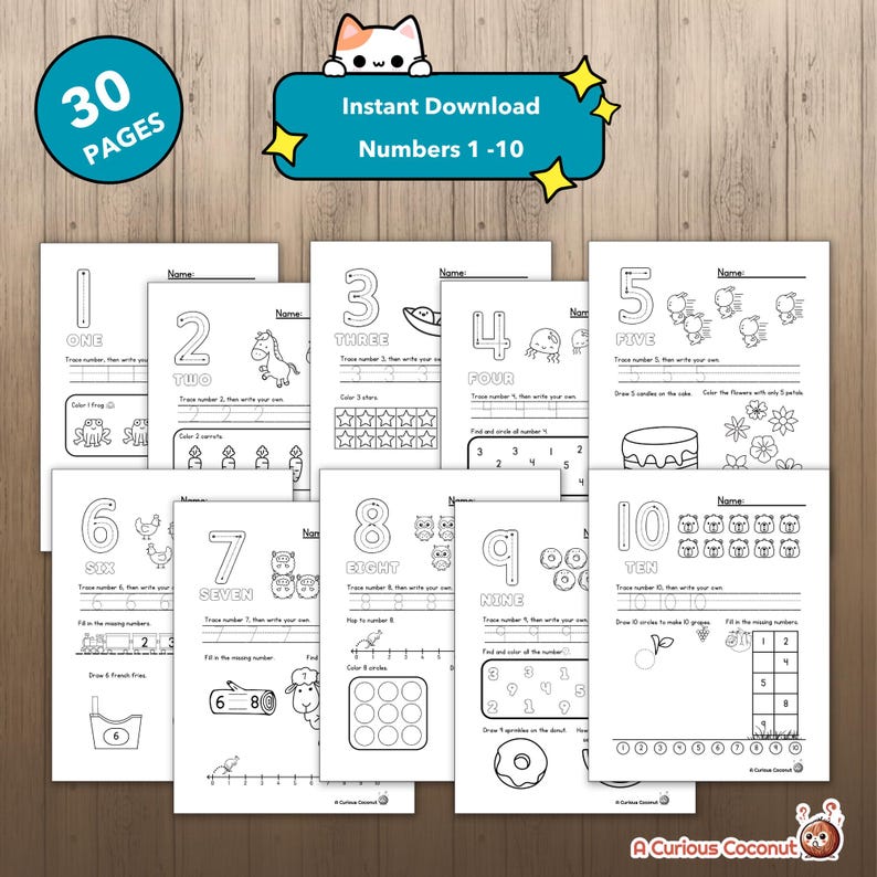 Number Worksheets 1 to 10 - Preschool Kindergarten - Learning to Count ...