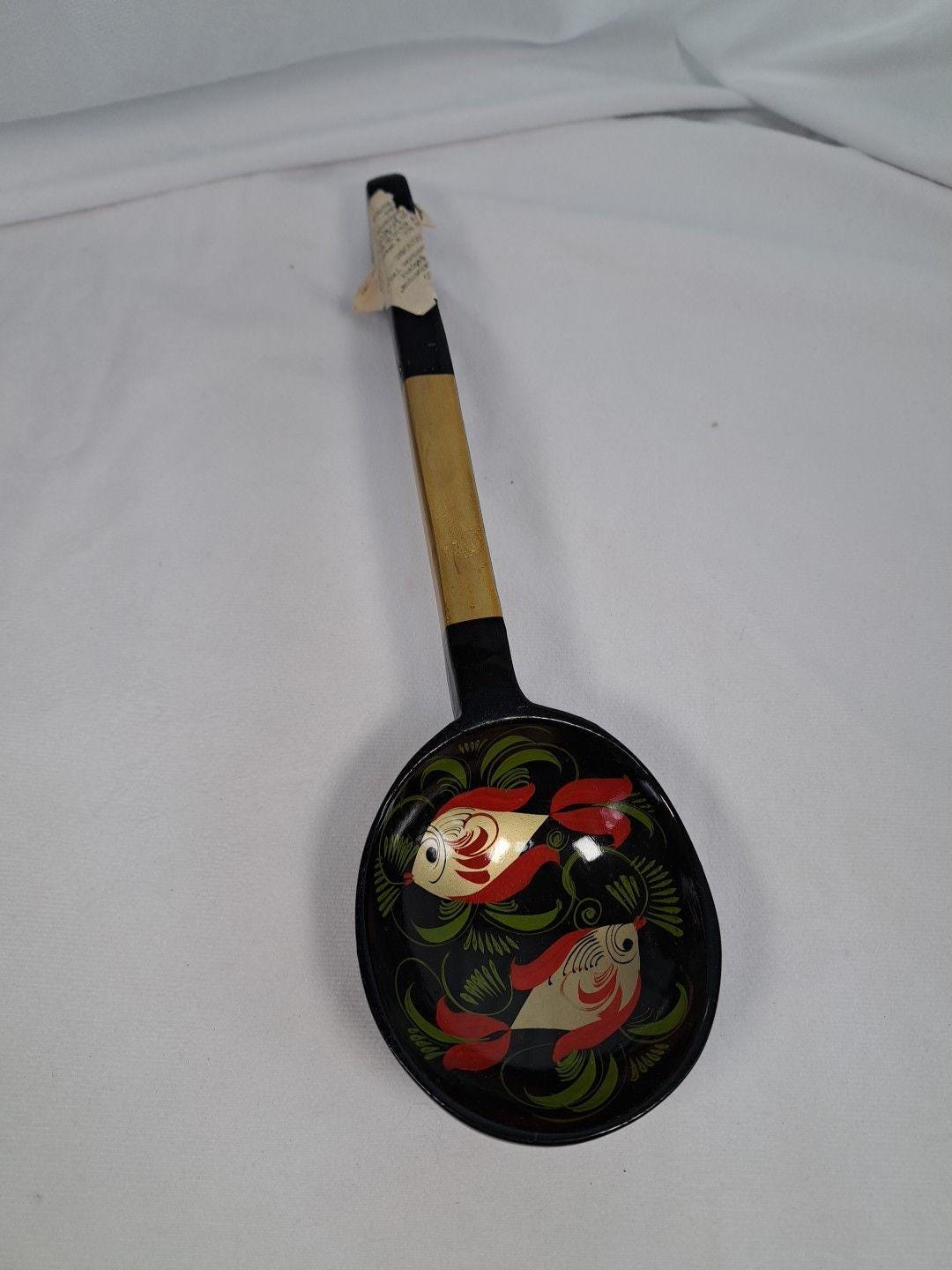 Vtg Soviet USSR Russian Folk Handpainted Lacquer Spoon Ladle Fish ...