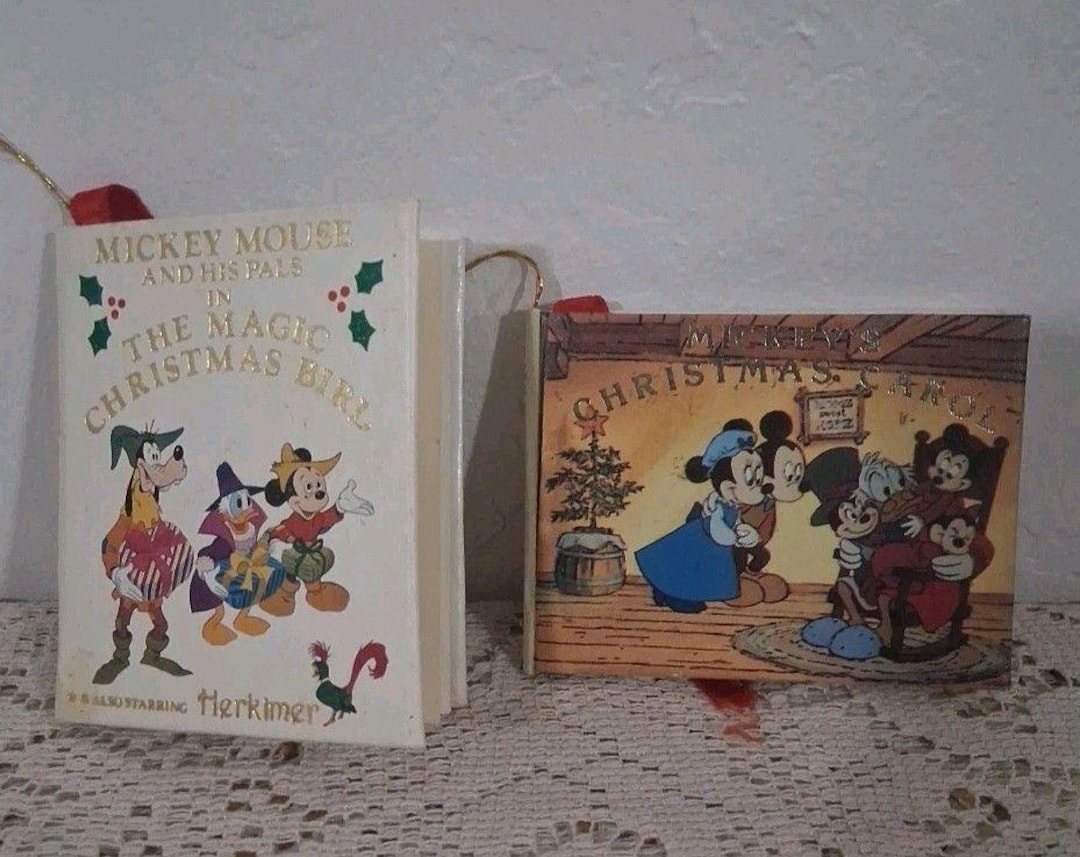 Vtg Lot (2) Disney Christmas Carol Mini Book Ornaments Holiday Kurt ...