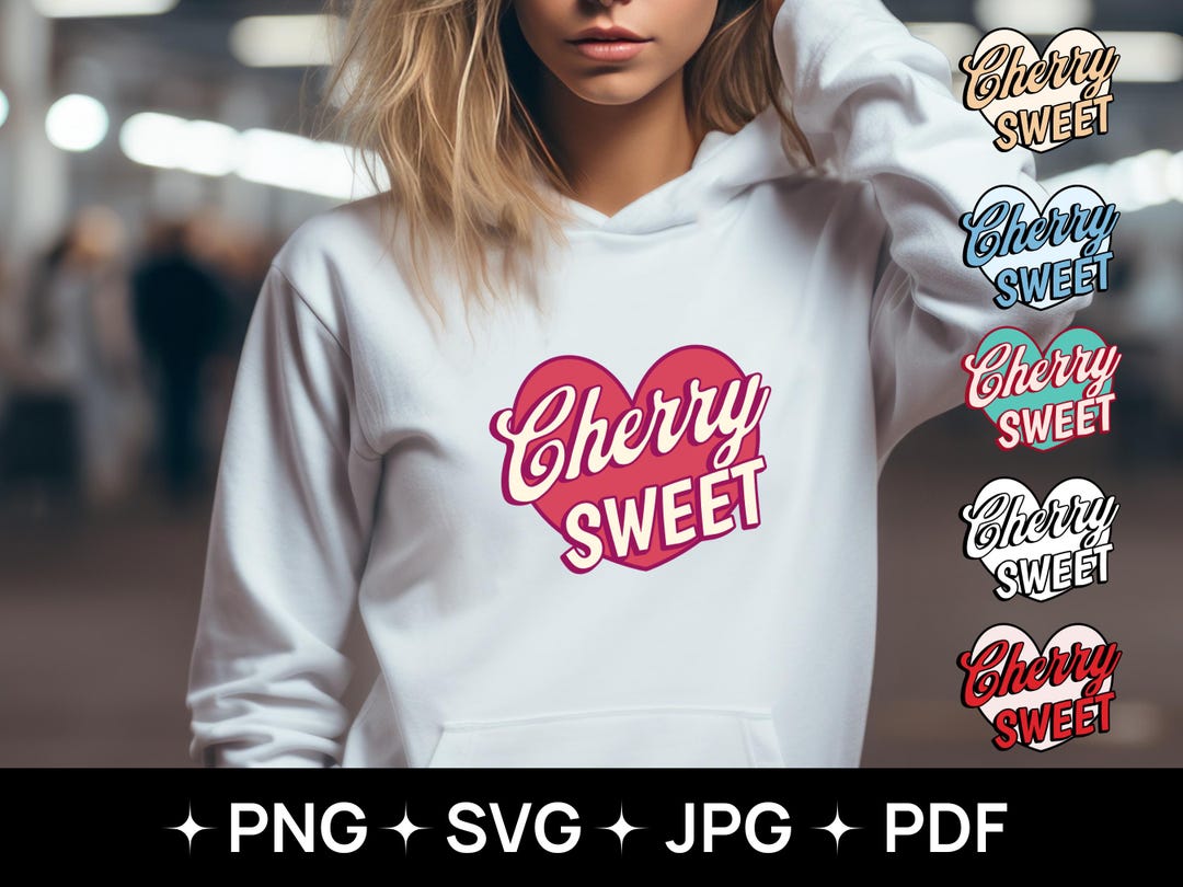 Valentine's Day Cherry Heart PNG SVG Jpg Pdf, Vday Digital Design ...