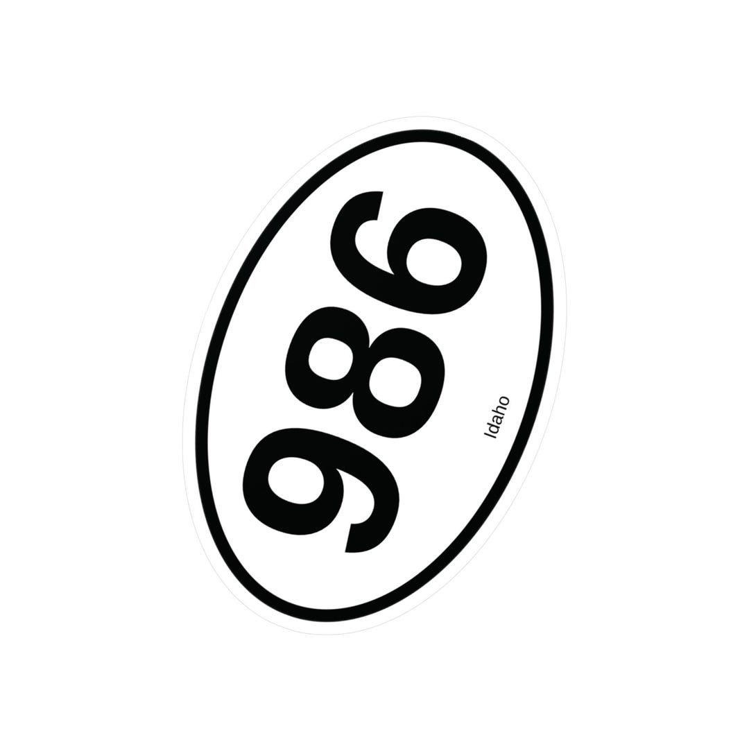 Idaho 986 Area Code Sticker: Euro Oval Vinyl Decal - Etsy
