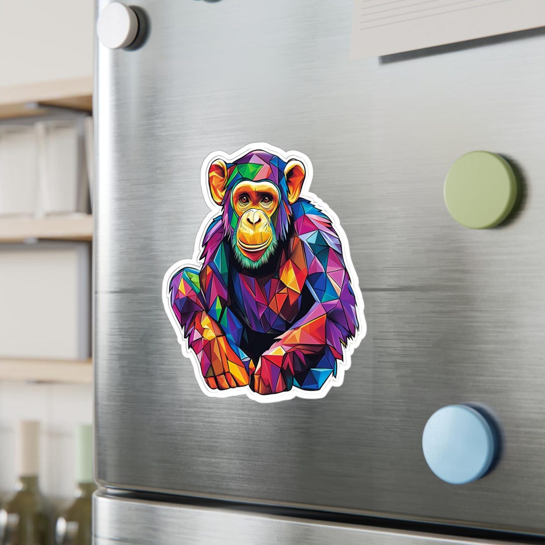Geometric Chimpanzee Sticker - Vinyl Decal, Laptop Decal, Animal Lover ...