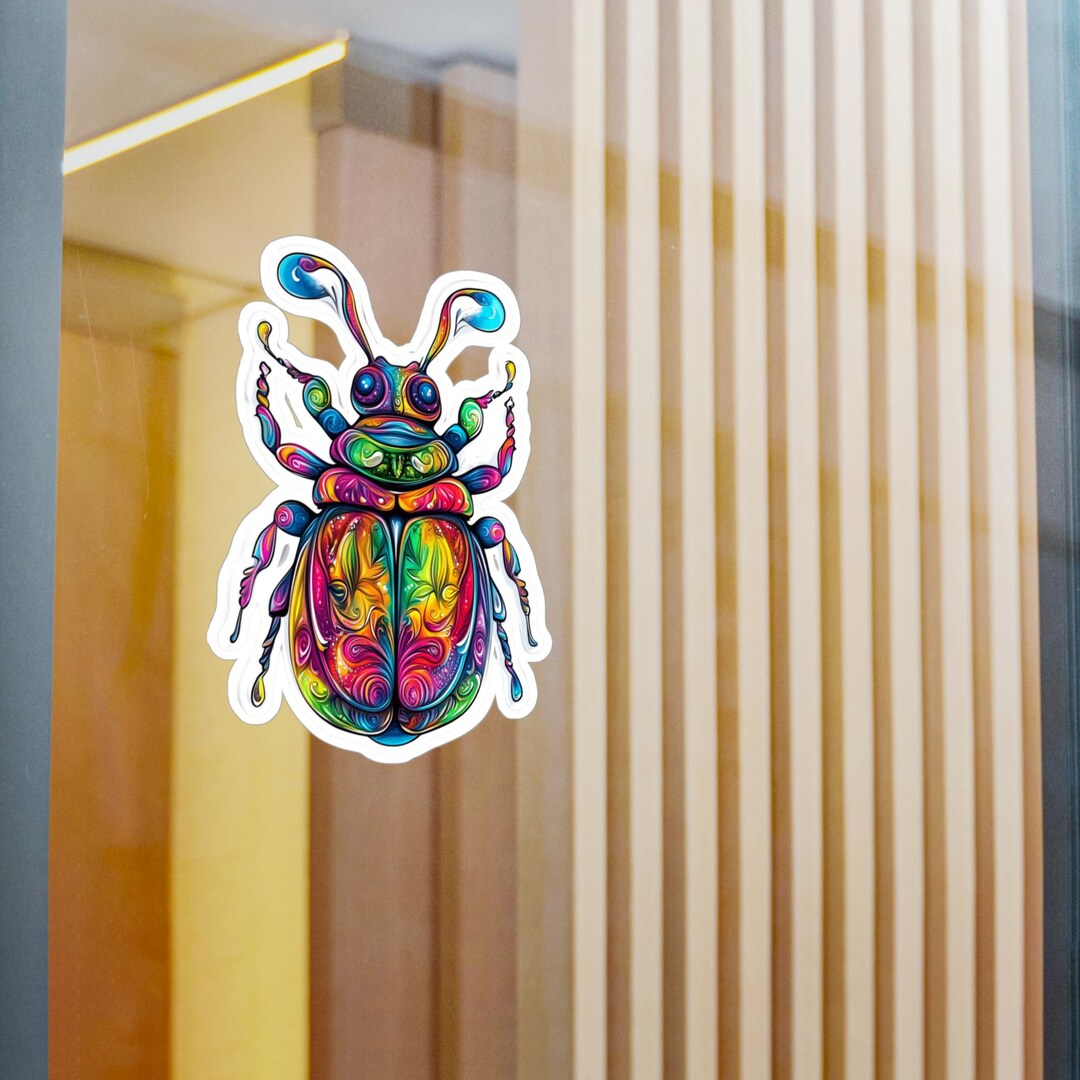 Colorful Beetle Sticker - Vinyl Decal for Laptop, Car, Water Bottle ...