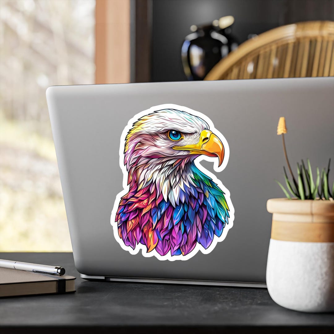 Colorful Bald Eagle Sticker: Patriotic Vinyl Decal - Etsy
