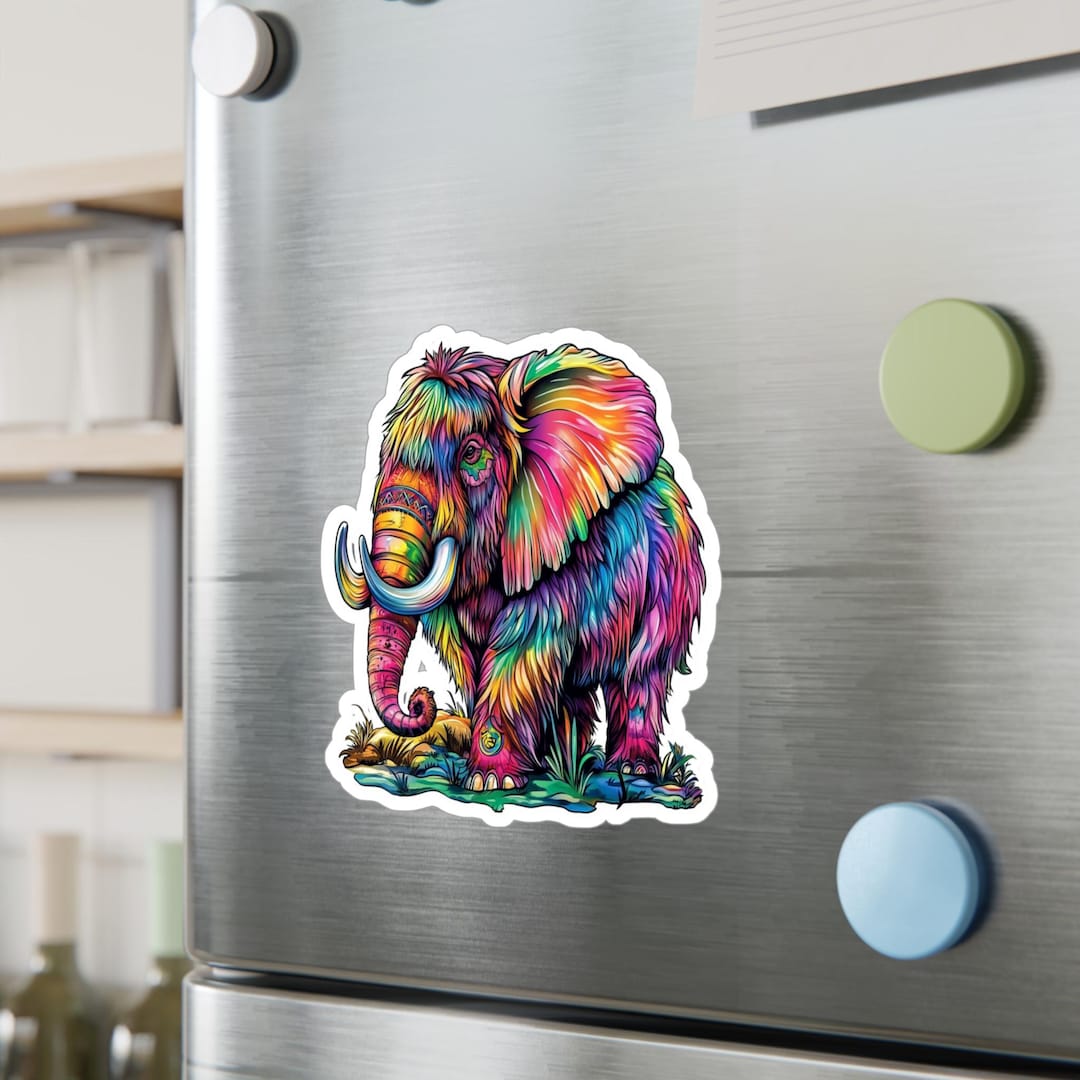 Woolly Mammoth Kiss-cut Vinyl Decal, Fun Laptop Sticker, Prehistoric ...