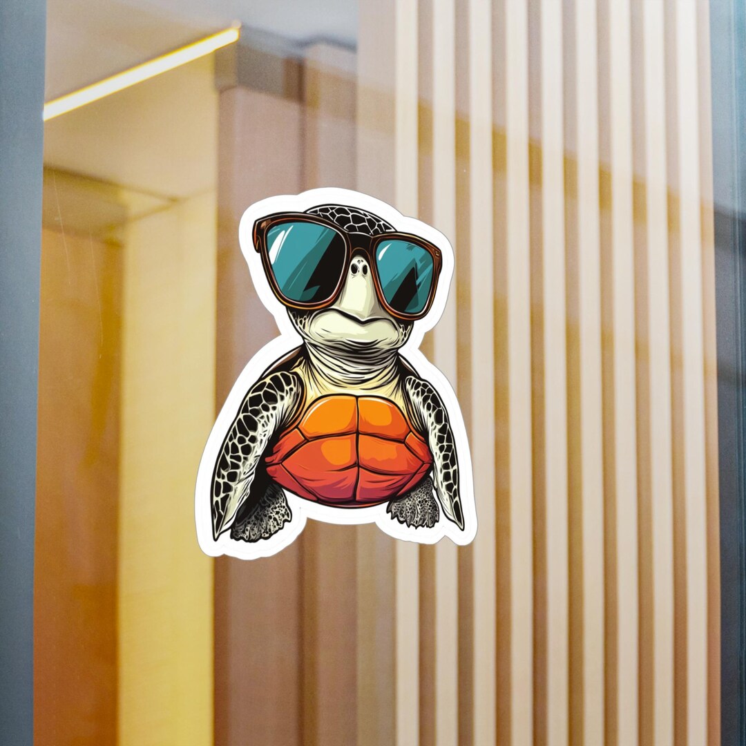 Sunny Turtle Sticker: Beach Vibe Vinyl Decal - Etsy