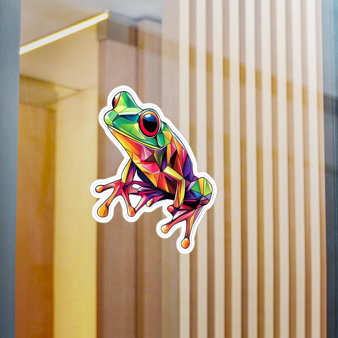 Geometric Frog Sticker - Vinyl Decal, Frog Lover Gift, Animal Sticker ...