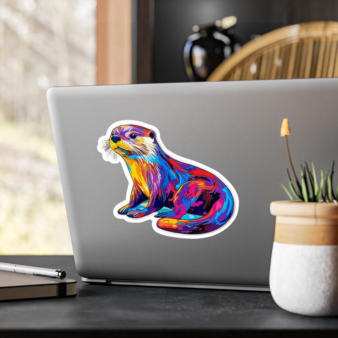 Colorful Otter Sticker Decal - Cute Animal Laptop Decal, Water Bottle ...