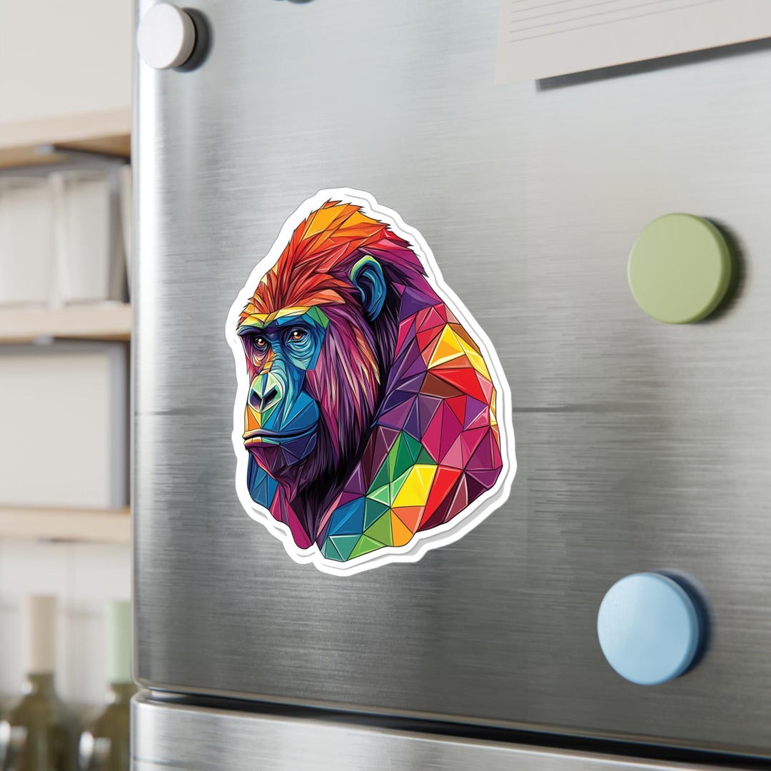 Colorful Gorilla Sticker Decals, Cute Animal Laptop Decal, Jungle ...