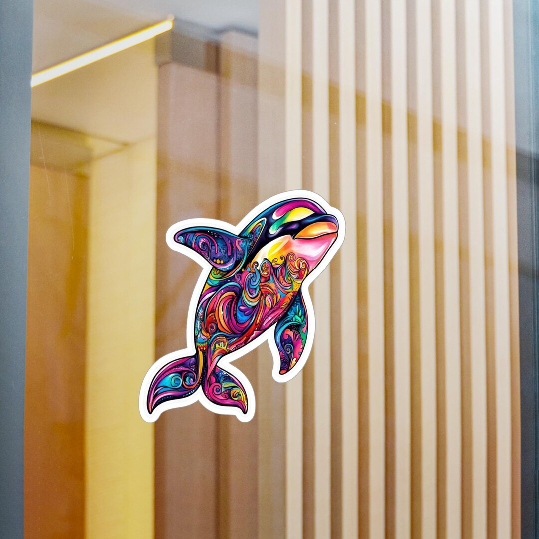 Colorful Orca Killer Whale Sticker - Ocean Animal Lover Vinyl Decal for ...