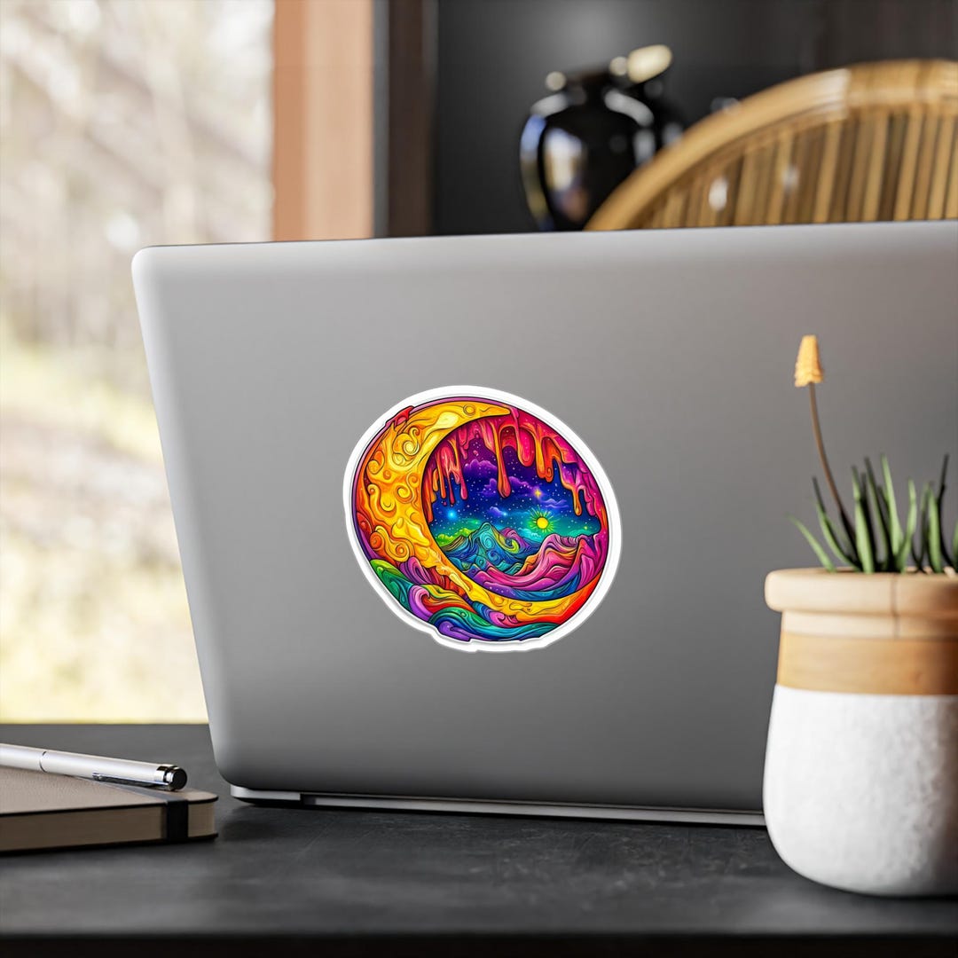 Moon Kiss-cut Vinyl Decal Sticker, Celestial Laptop Decal, Car Window ...