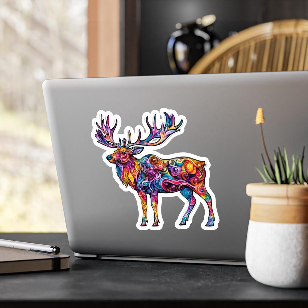 Elk Kiss-cut Vinyl Decals - Colorful Elk Sticker, Wildlife Decal ...