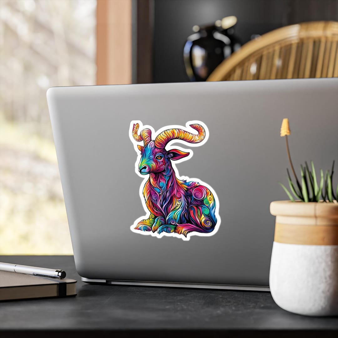 Ibex Kiss-cut Vinyl Decals, Colorful Mountain Sticker, Wildlife Laptop ...