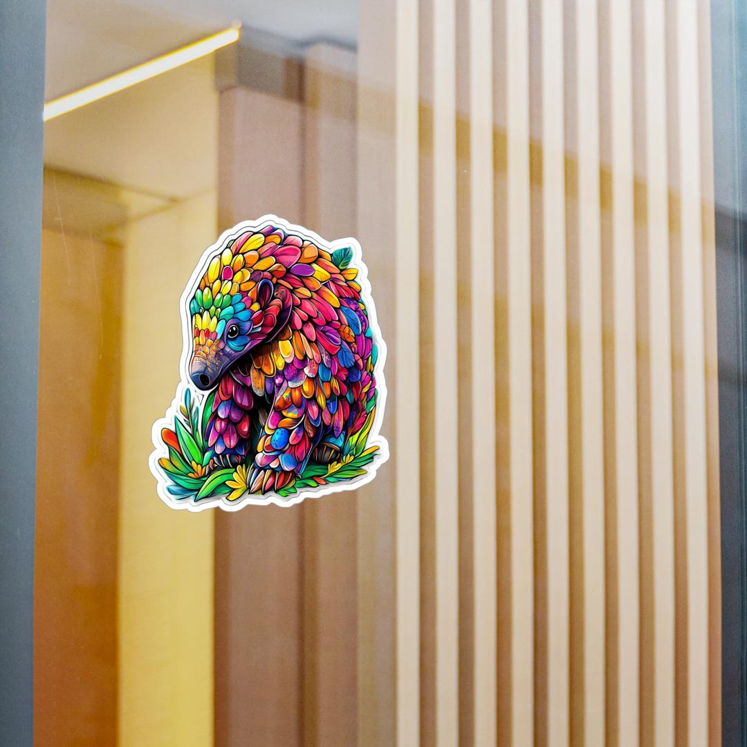 Colorful Pangolin Sticker Decal, Cute Animal Laptop Decal, Water Bottle ...