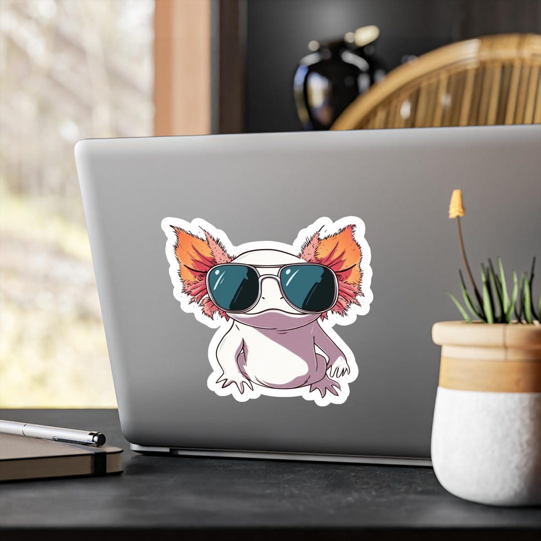 Axolotl Wearing Sunglasses Decal, Ocean Animal Vinyl Sticker, Laptop ...