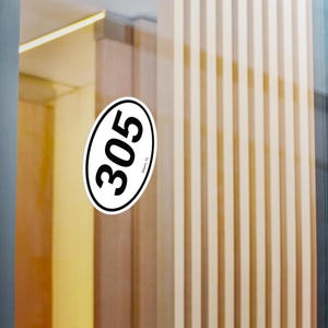 Miami, Florida 305 Area Code Sticker - 5x3.25 Euro Oval Black and White ...