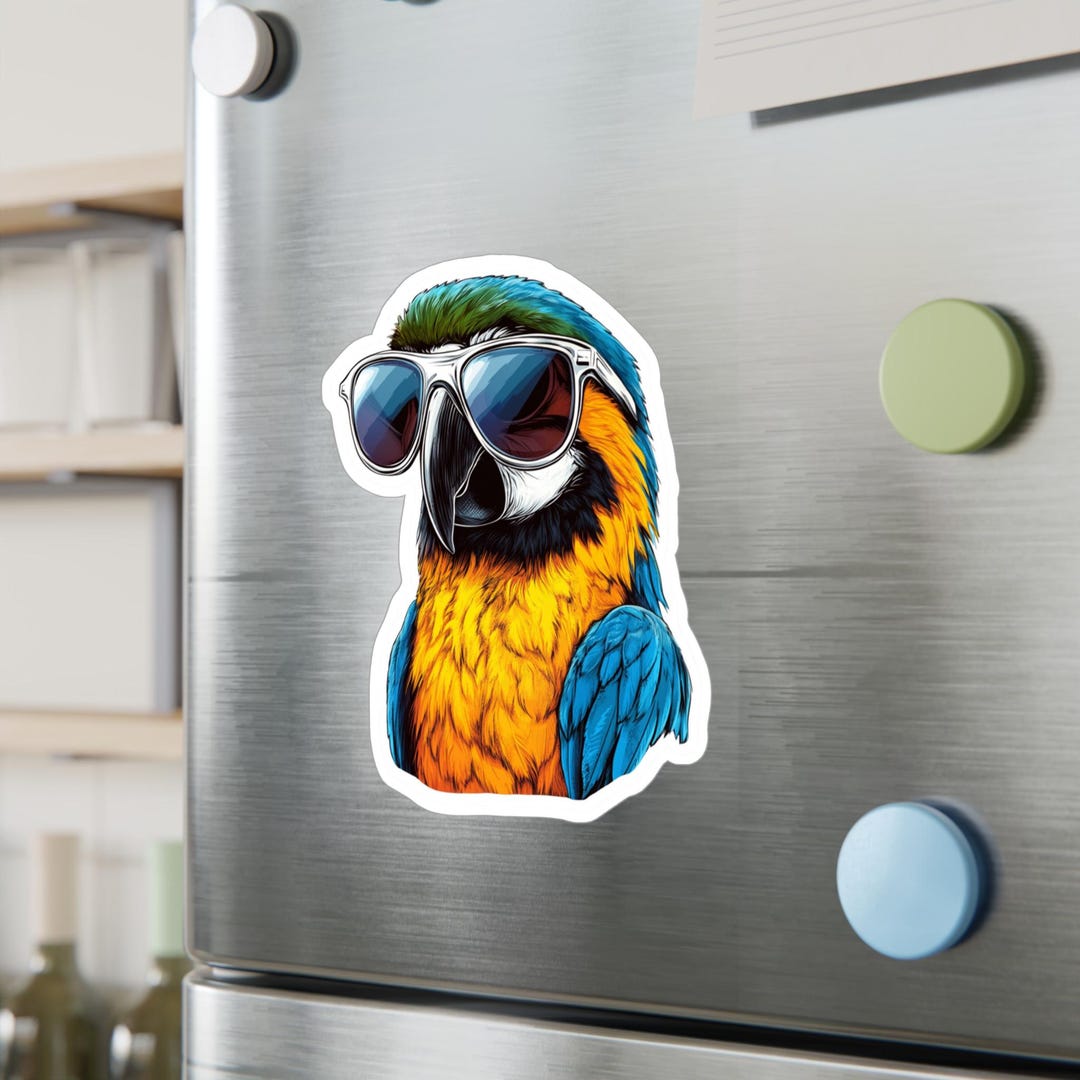 Macaw Wearing Sunglasses Decals, Parrot Sticker, Tropical Bird Vinyl ...