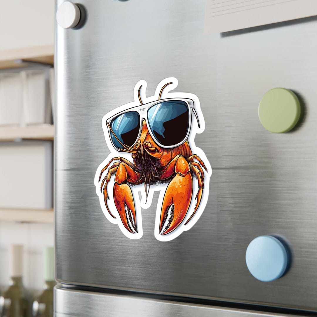 Crayfish Crawdad Sunglasses Sticker, Vinyl Decal, Laptop Decal, Water ...
