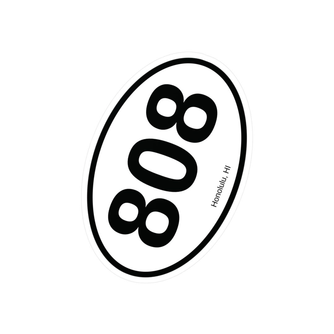 Honolulu, Hawaii 808 Area Code Sticker - 5x3.25 Euro Oval Black and ...