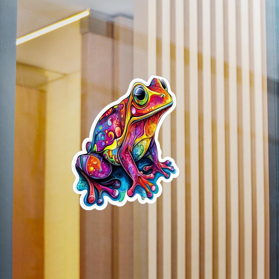 Colorful Frog Sticker Decal, Cute Animal Laptop Decal, Waterproof Vinyl ...