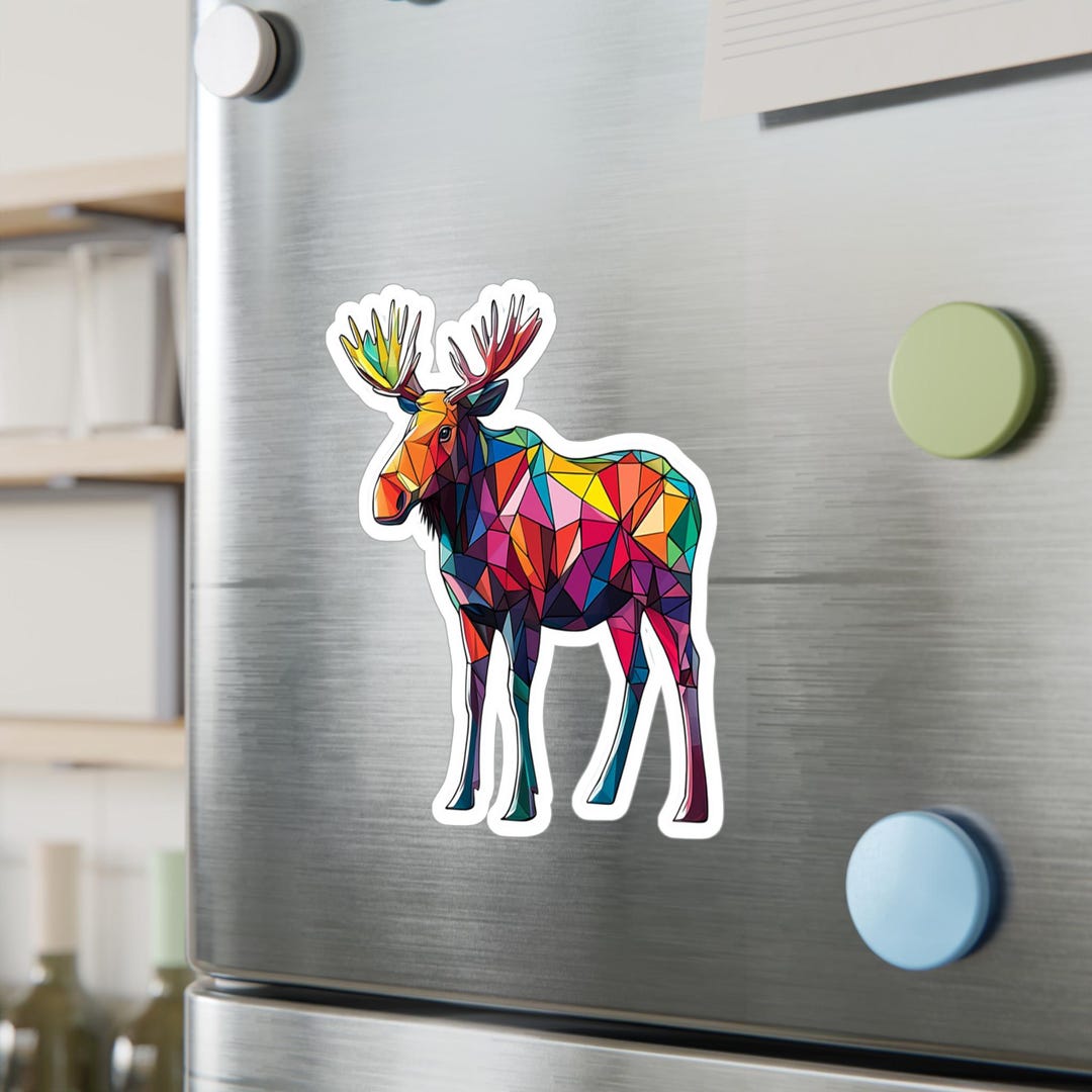 Colorful Geometric Moose Sticker Decals, Cute Easy Peel and Stick, Fun ...