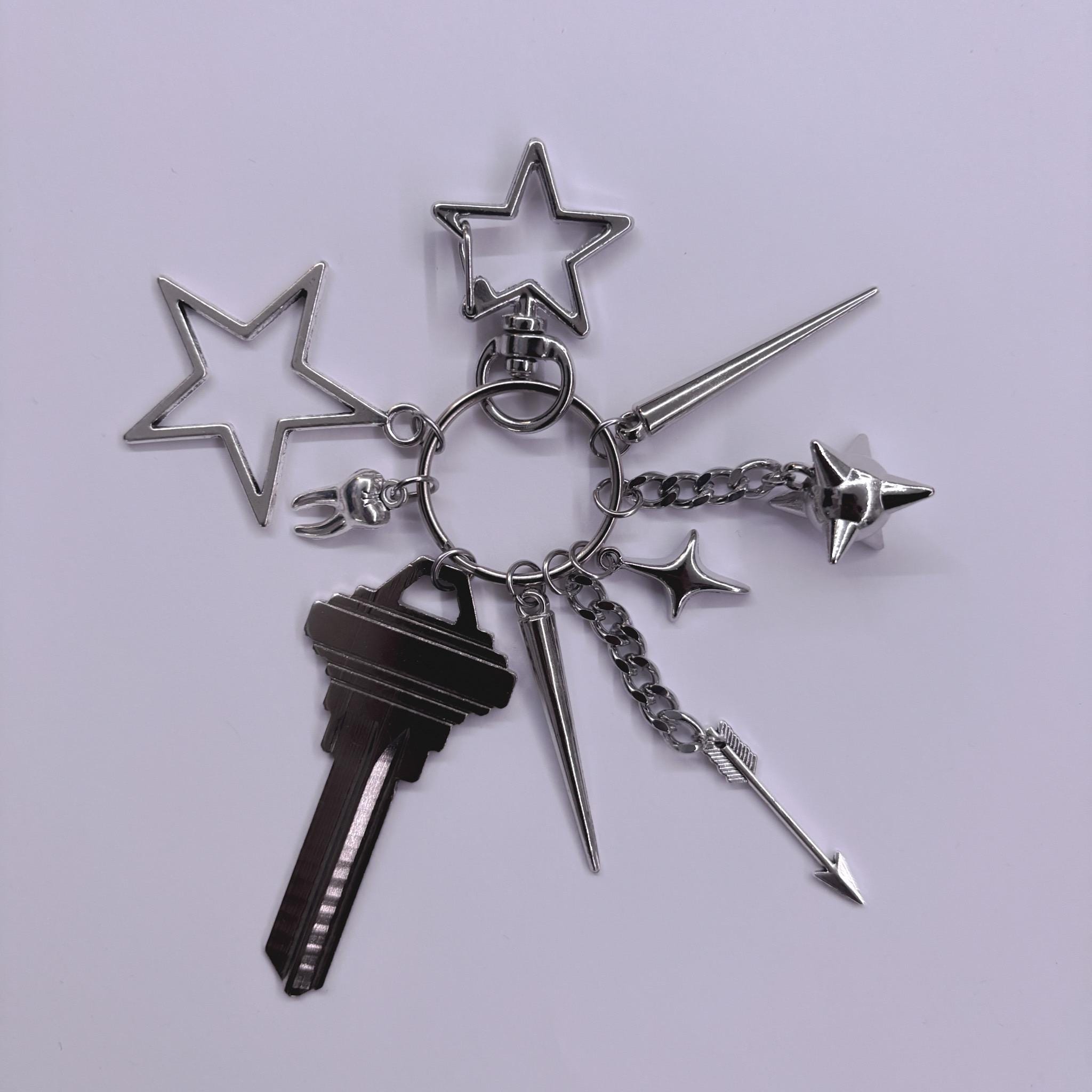 CLUSTER CHARM KEYCHAIN — Stainless Steel Gothic Emo Alternative Dark ...