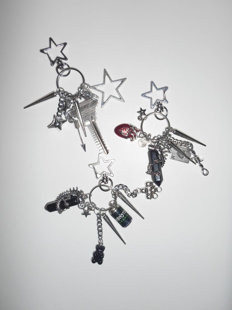 CLUSTER CHARM KEYCHAIN — Stainless Steel Gothic Emo Alternative Dark ...