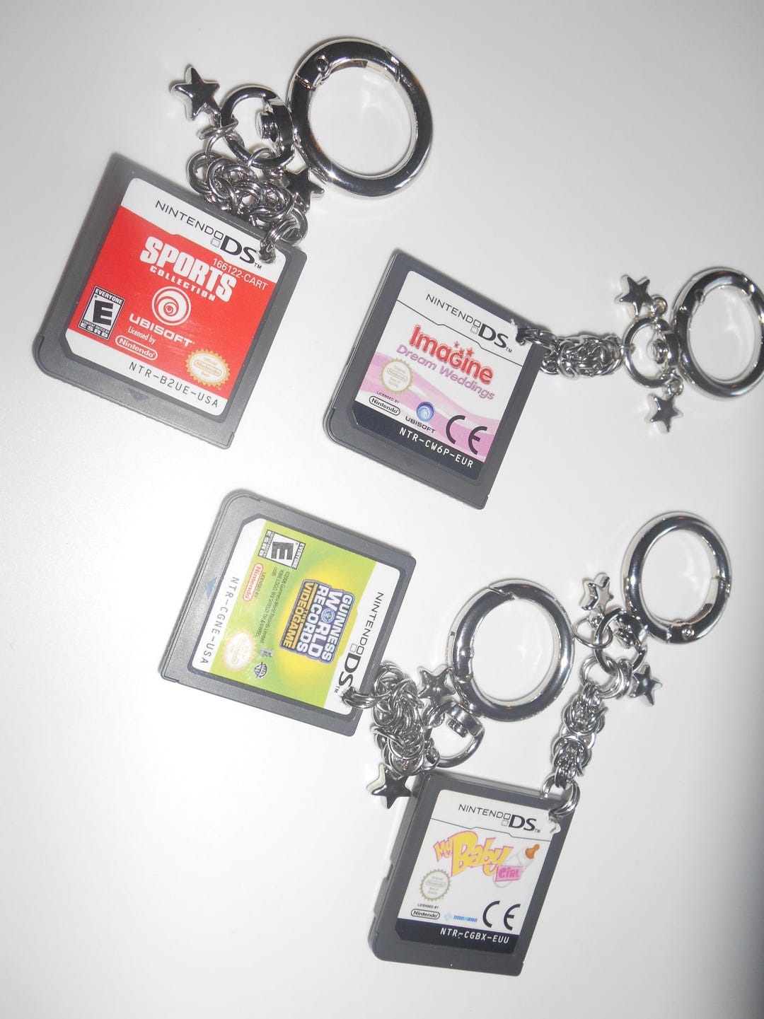 GAME-OVER KEYCHAIN — Silver Nintendo Game Cartridge Upcycled Keychain ...