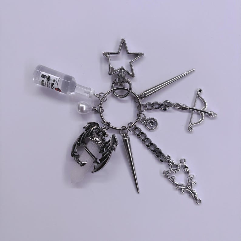 CLUSTER CHARM KEYCHAIN — Stainless Steel Gothic Emo Alternative Dark ...