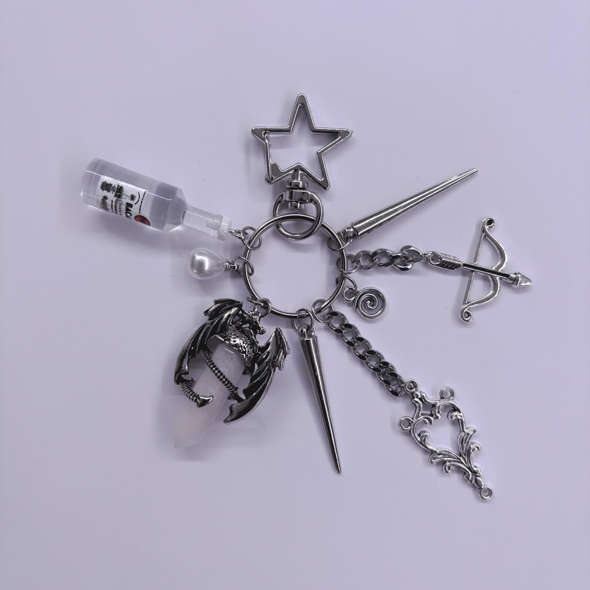 CLUSTER CHARM KEYCHAIN — Stainless Steel Gothic Emo Alternative Dark ...