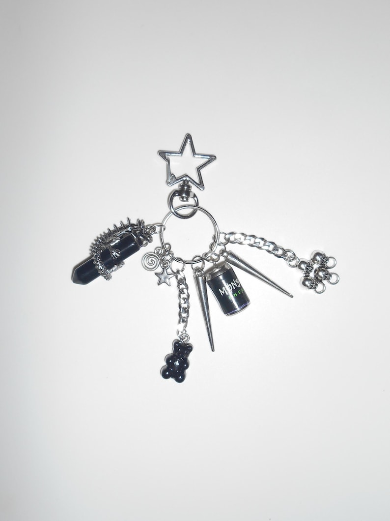 CLUSTER CHARM KEYCHAIN — Stainless Steel Gothic Emo Alternative Dark ...