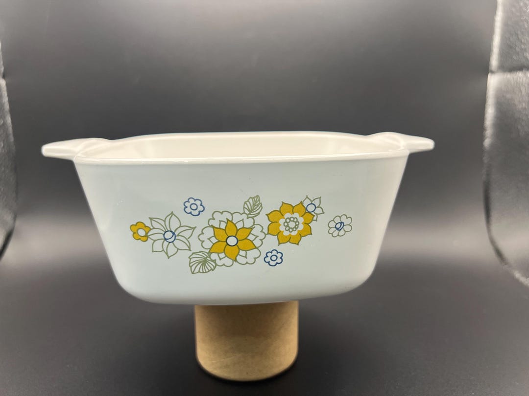 Corning Ware Yellow Floral Bouquet Pattern P-43-B CASSEROLE DISH 2 3/4 ...