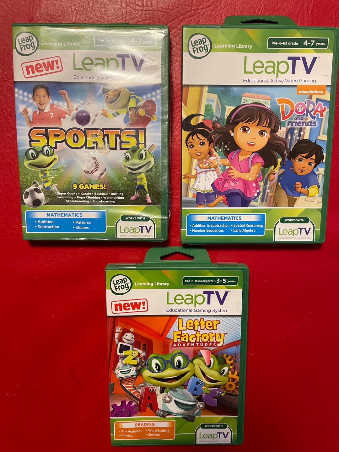 Leap Frog , Leap Tv Games Lot Dora , Sports and Letter Factory - Etsy