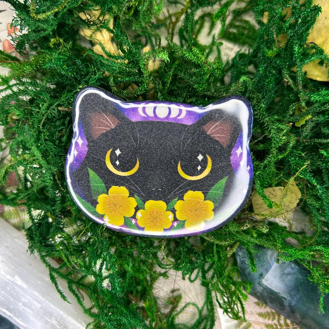 Black Cat Button | Unique Button Shape | Witchy Accessories - Etsy
