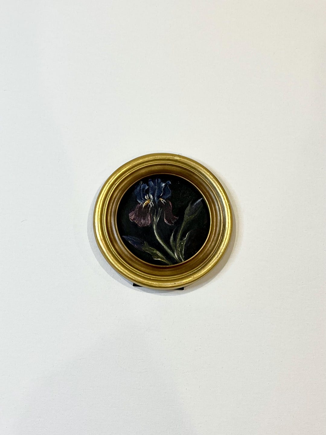 Vintage-style Iris Oil Painting in Golden Frame Miniature Art - Etsy