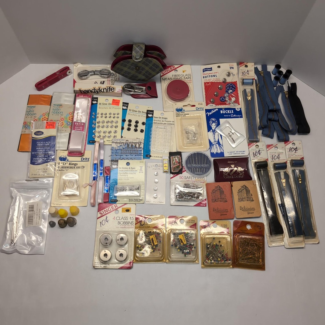 Vintage Sewing Notions Lot Zipper Button Needle Snap Pin Scissors - Etsy