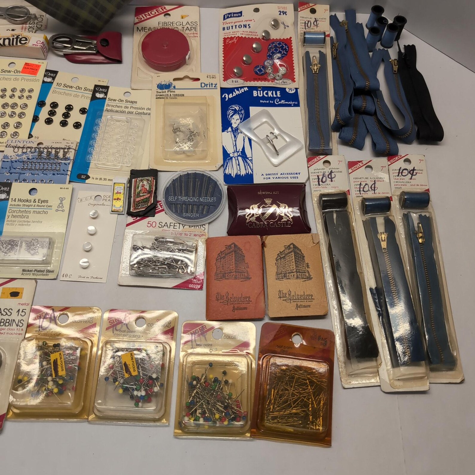 Vintage Sewing Notions Lot Zipper Button Needle Snap Pin Scissors - Etsy