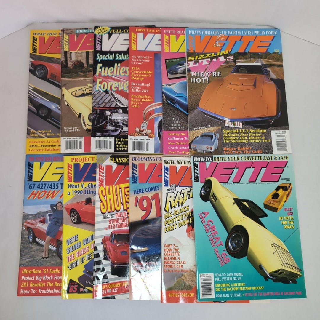Vintage 1990 Vette Magazine Bundle Complete Year 12 Issues Corvette - Etsy
