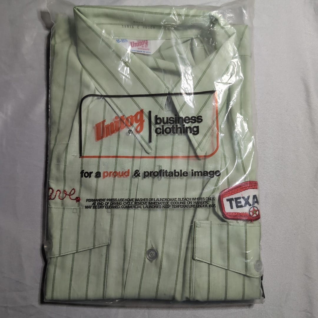 Vintage Texaco Uniform Unitog Union Made 16-16.5 Green Striped NOS - Etsy