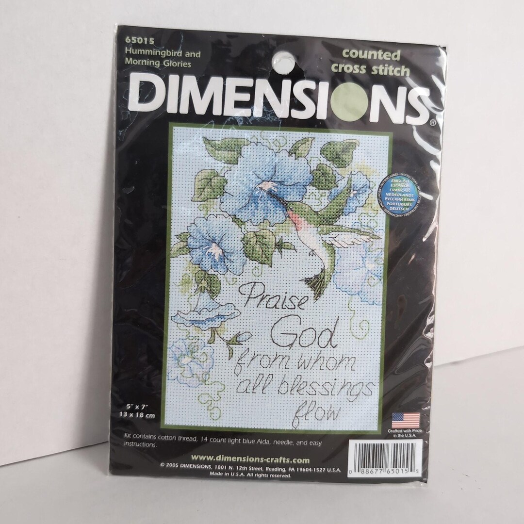 Dimensions Hummingbird & Morning Glories Inspirational Cross Stitch Kit ...