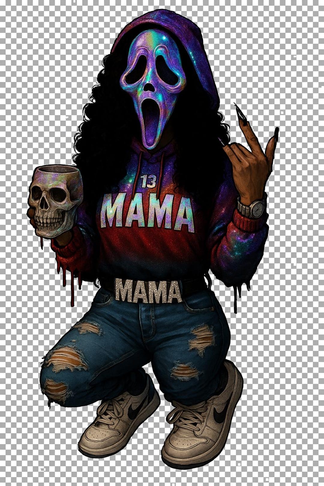 Spooky Mama PNG – Holographic Scream Mask Graphic (digital Download ...